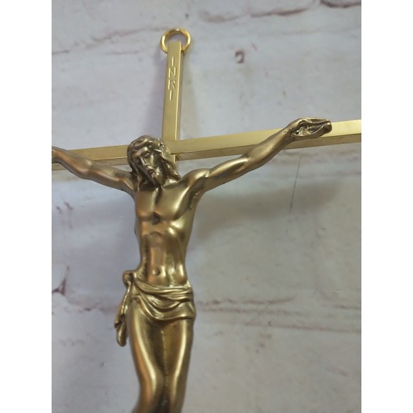 Accents | Vintage Inri Brass Coloured Metal Wall Crucifix Cross ...